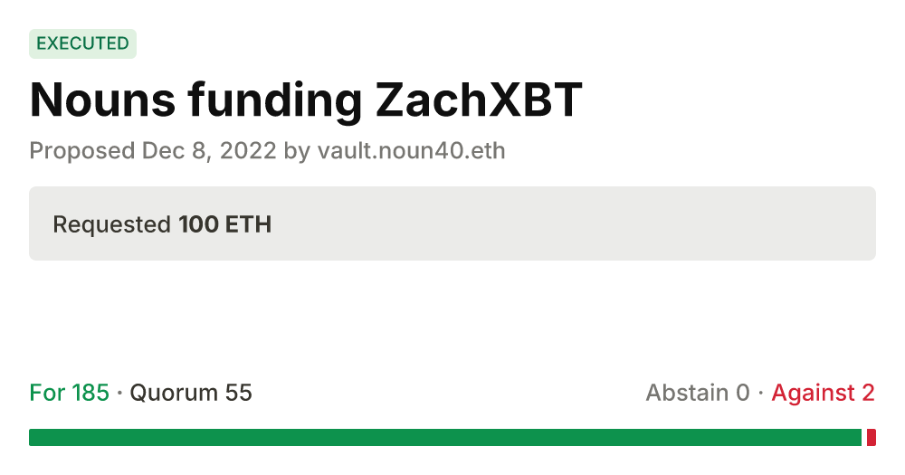 Nouns funding ZachXBT (Prop 184) - Nouns Camp