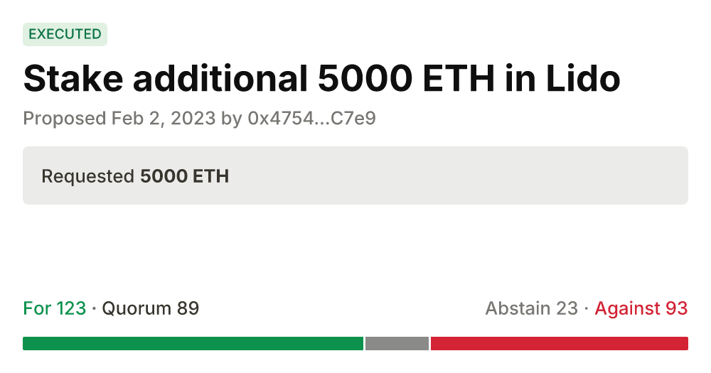 Stake additional 5000 ETH in Lido (Prop 227) - Nouns Camp
