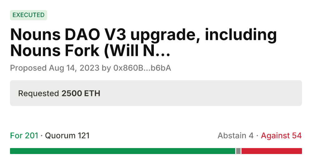 Nouns DAO V3 upgrade, including Nouns Fork (Will Not Cancel) (Prop 356) - Nouns Camp