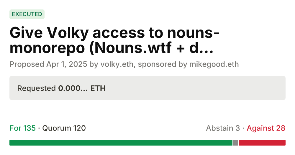 Give Volky access to nouns-monorepo (Nouns.wtf + dev tooling) (Prop 773 ...