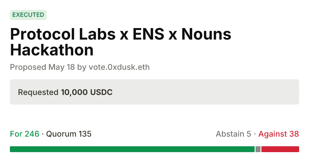 Protocol Labs x ENS x Nouns Hackathon (Prop 801) - Nouns Camp